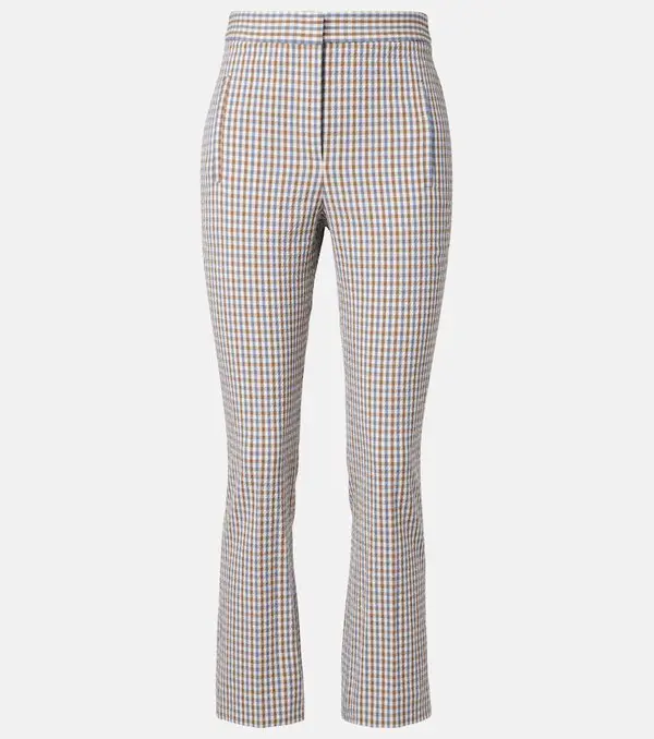 Veronica Beard Gingham Cotton Seersucker Cropped Slim Pants - Multicoloured