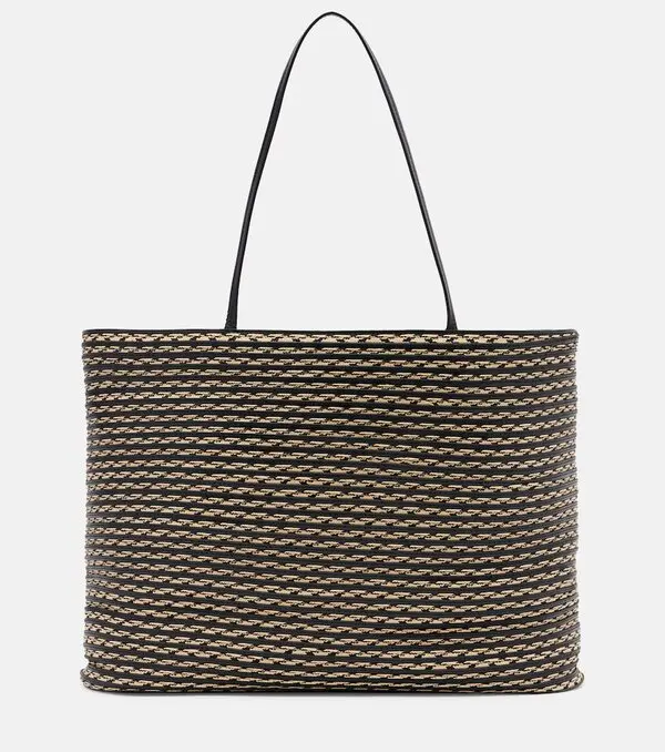 THE ROW Beau Large Raffia And Leather Tote Bag - Black