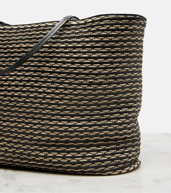 THE ROW Beau Large Raffia And Leather Tote Bag - Black