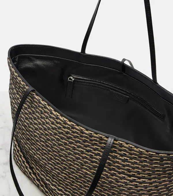 THE ROW Beau Large Raffia And Leather Tote Bag - Black