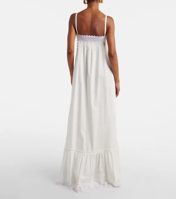 Saint Laurent Embroidered Cotton Poplin Maxi Dress