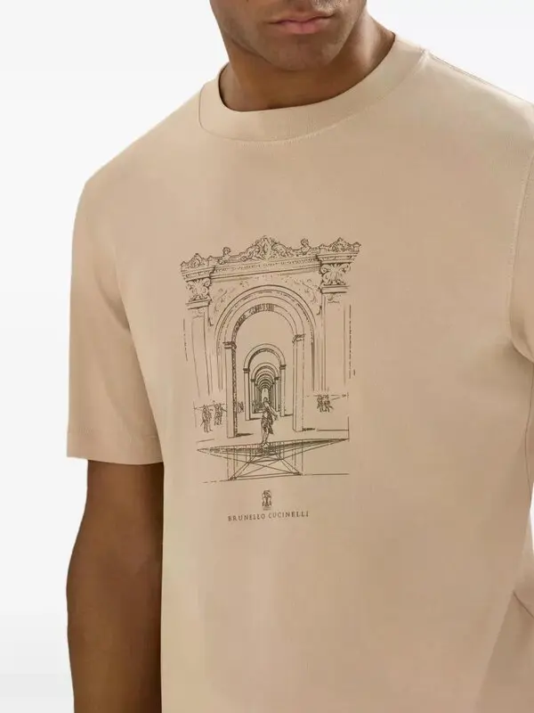 Brunello Cucinelli Cotton Interlock Crew-neck T-shirt With Print