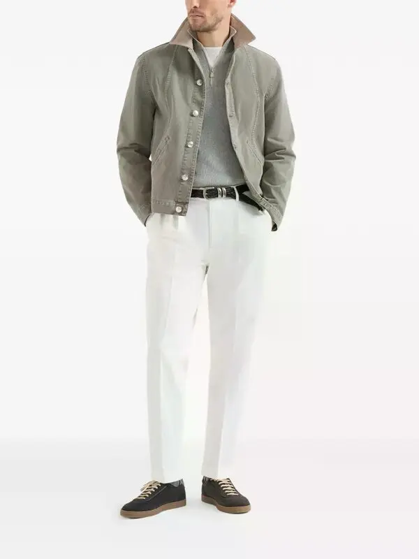 Brunello Cucinelli Cotton English Rib Half-zip Sweater - Grey