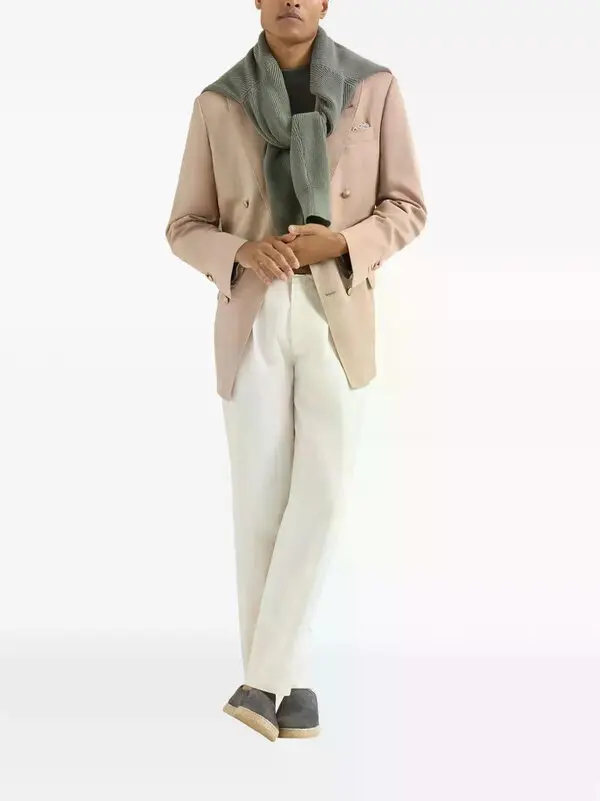 Brunello Cucinelli Pleated Cotton And Linen Canvas Trousers