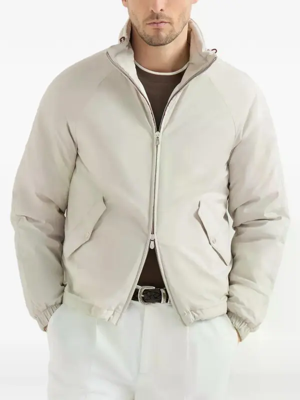 Brunello Cucinelli Lightweight Nylon Jacket With Packable Hood - Neutrals