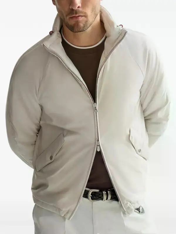 Brunello Cucinelli Lightweight Nylon Jacket With Packable Hood - Neutrals