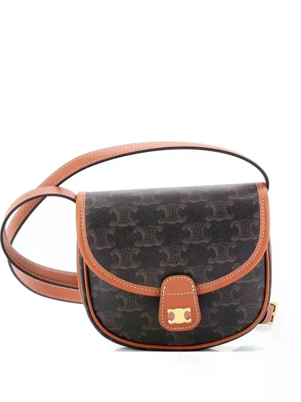 Celine Triomphe Coated Canvas Mini Crossbody Bag - Brown