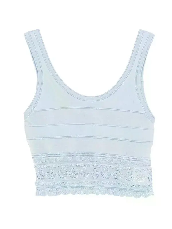 Sandro Lace-trim Knit Crop Top - Blue