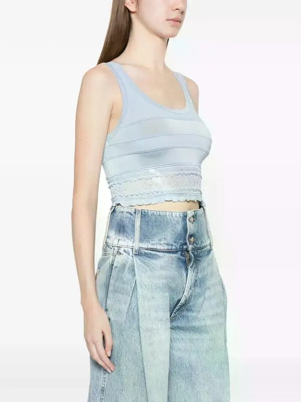 Sandro Lace-trim Knit Crop Top - Blue