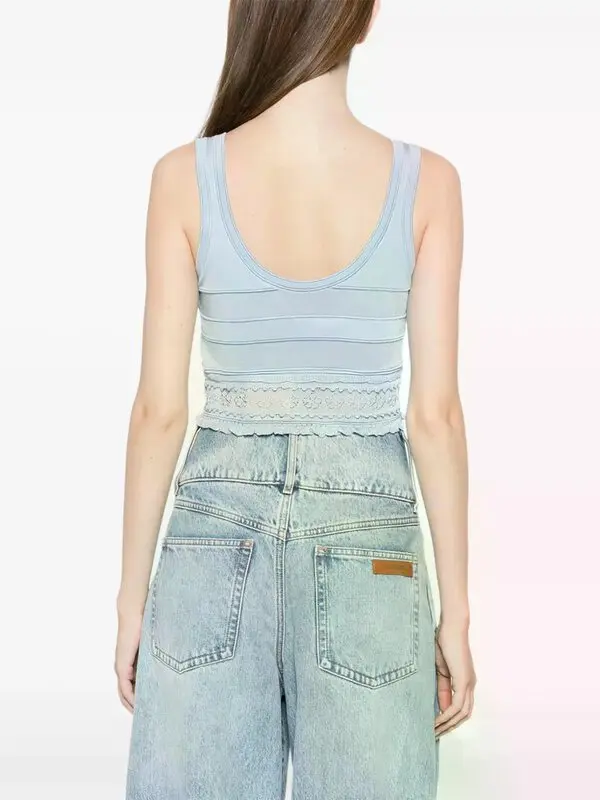 Sandro Lace-trim Knit Crop Top - Blue