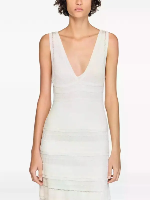 Sandro Pointelle-knit Tiered Maxi Dress - Neutrals