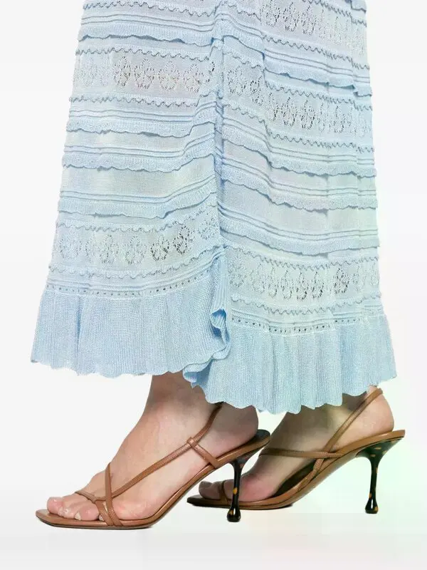 Sandro Textured Ruffled Maxi Skirt - Blue