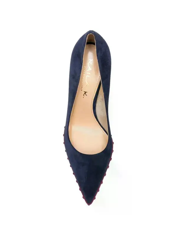 RAYLA K Suede Pointed Toe Block Heel Pumps