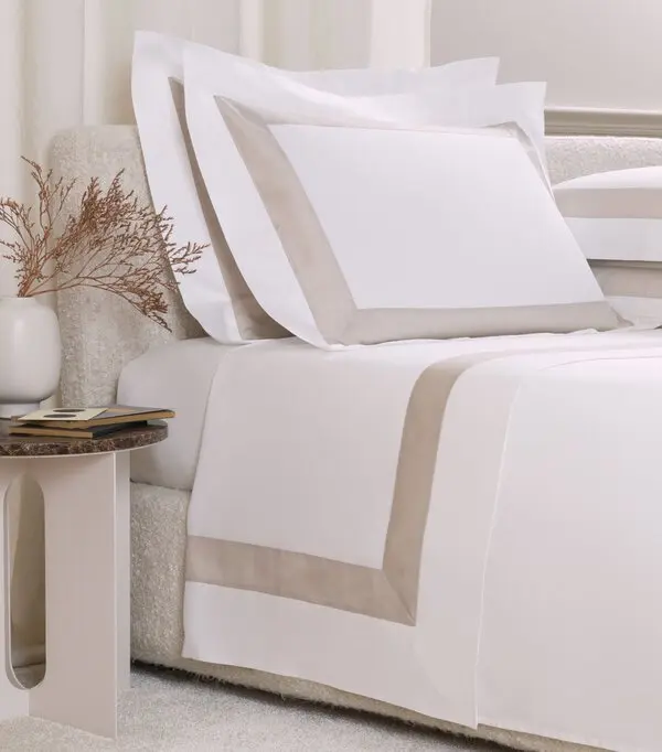 Frette Cotton Breeze Border King Flat Sheet Set - Grey