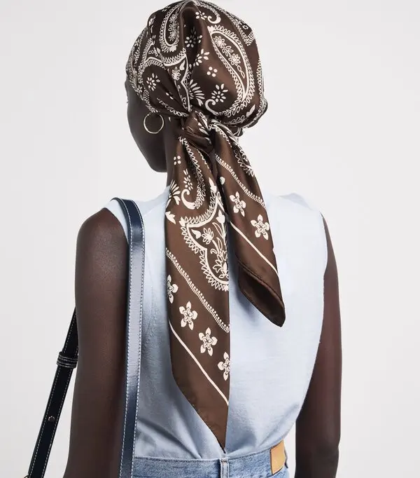 Sandro Silk Printed Bandana - Brown