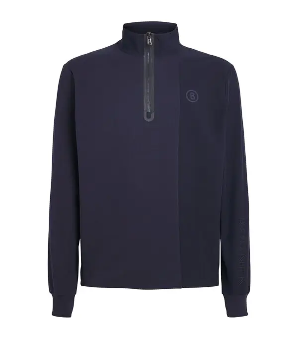 Bogner Cotton-blend Connor Quarter-zip Sweatshirt - Navy