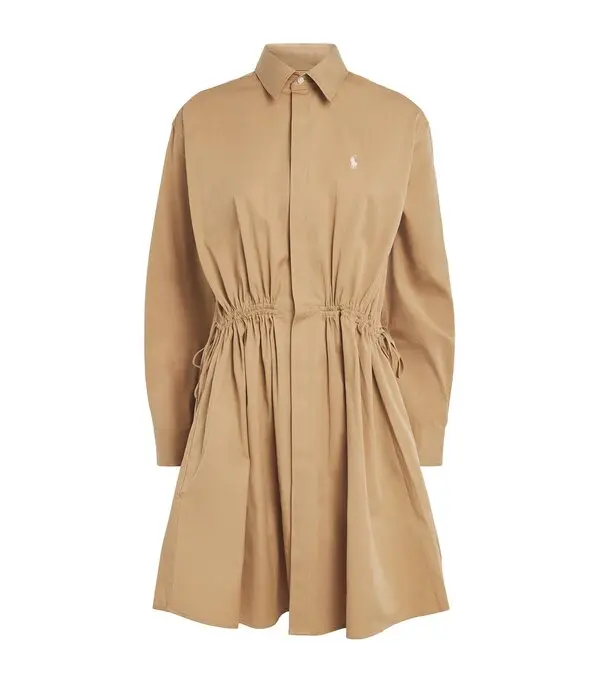 Polo Ralph Lauren Cotton Mini Shirt Dress - Beige