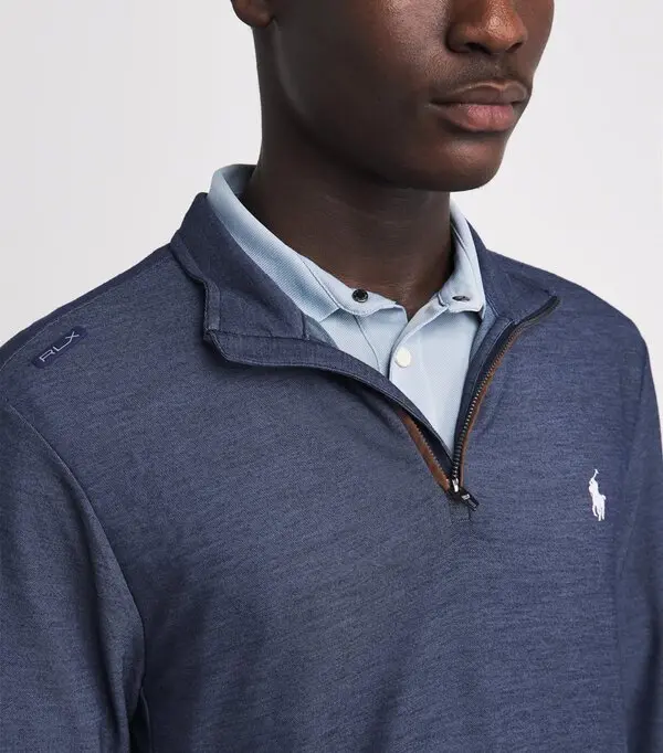 Rlx Ralph Lauren Quarter-zip Mesh Polo Pony Sweatshirt - Navy
