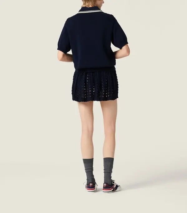 Miu Miu Collared Crochet Polo Sweater