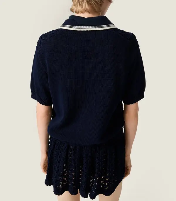 Miu Miu Collared Crochet Polo Sweater