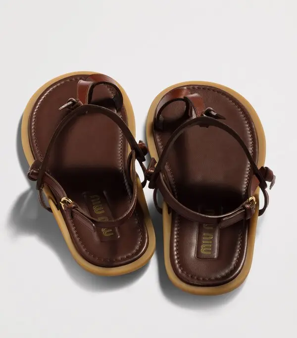 Miu Miu Leather Slingback Sandals With Knot Detailing