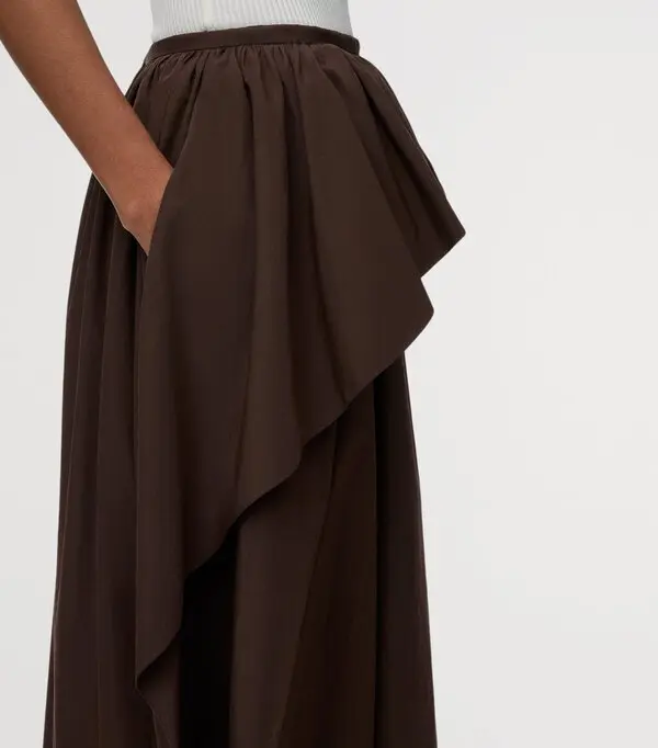 Loewe X Paula's Ibiza Cotton Draped Midi Skirt - Brown