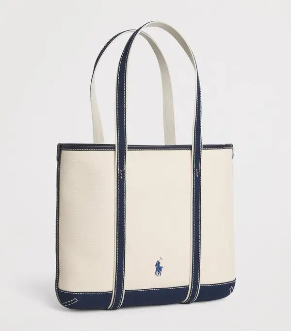 Polo Ralph Lauren Canvas Tote Bag With Polo Bear Applique - Ivory
