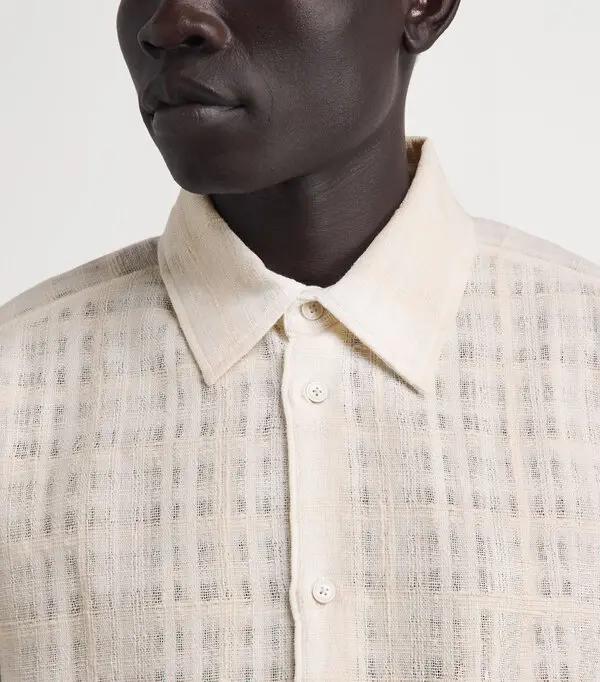 WON HUNDRED Cotton-blend Check Short-sleeve Shirt - Ivory