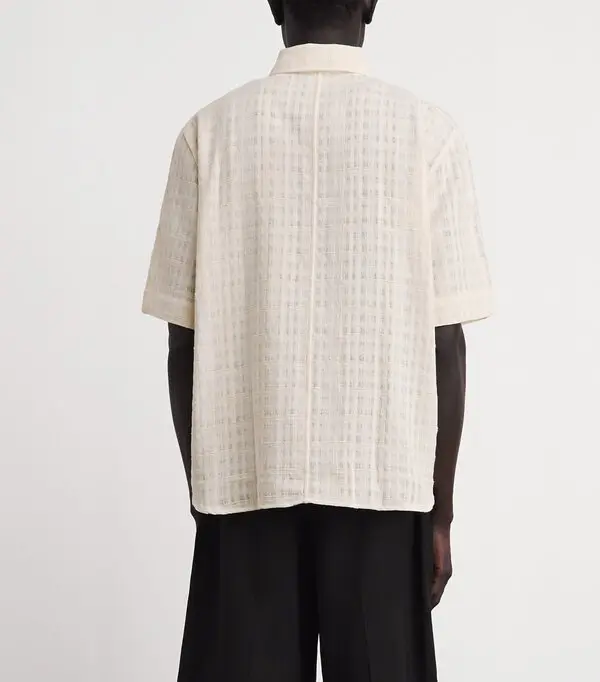 WON HUNDRED Cotton-blend Check Short-sleeve Shirt - Ivory