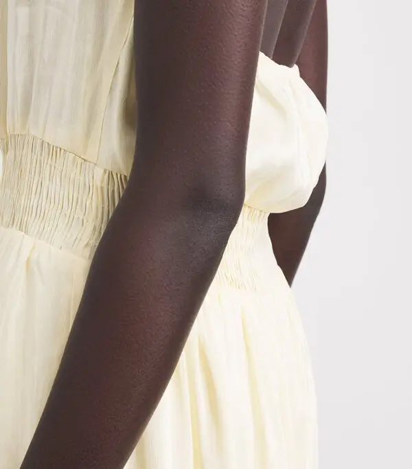 Sandro Linen-blend Tiered Halterneck Maxi Dress With Floral Appliqu - Beige
