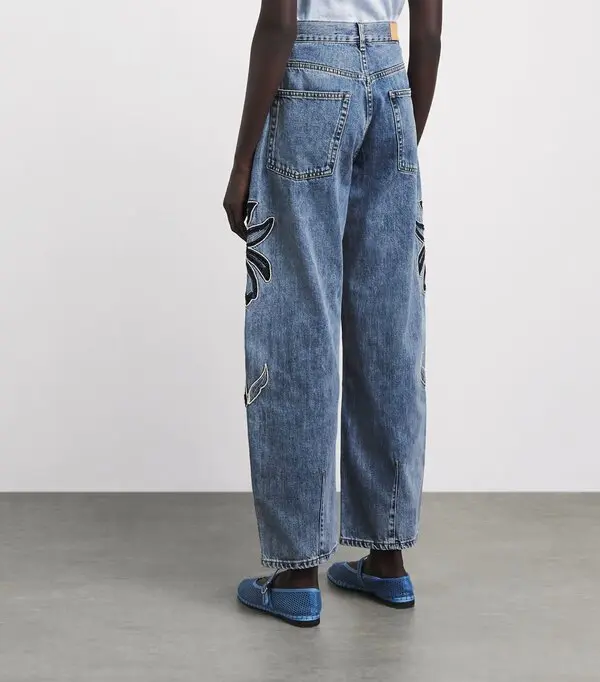 Sandro Embroidered Barrel Leg Jeans