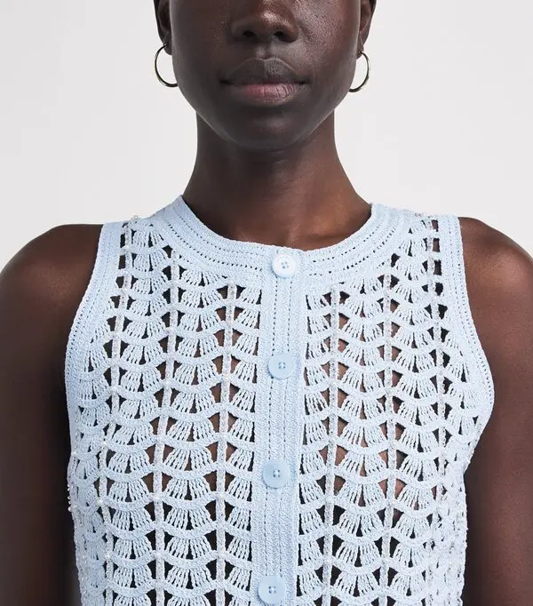 Sandro Sleeveless Openwork Crochet Cardigan