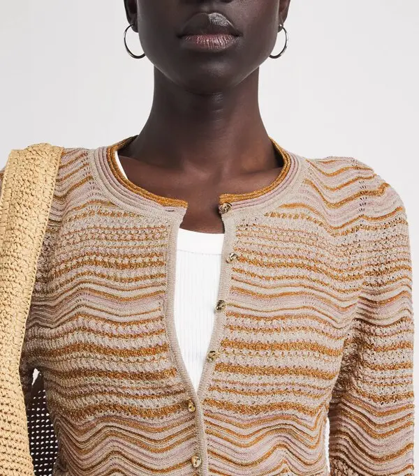Sandro Knitted Stripe Cardigan - Brown