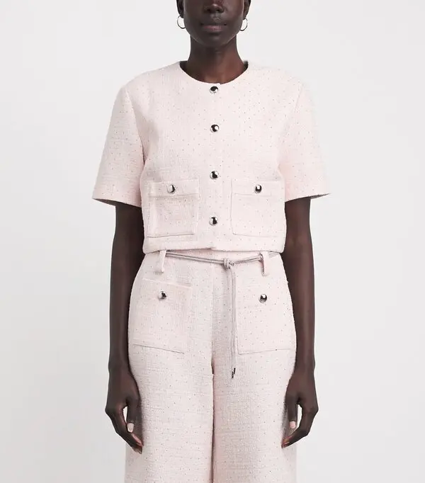 Maje Embellished Cropped Tweed Jacket