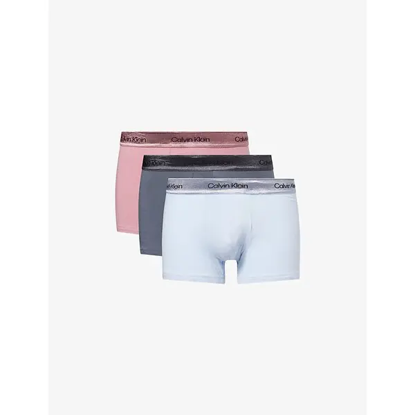 Calvin Klein Icon Pack Of Three Stretch-cotton Trunks - Multi