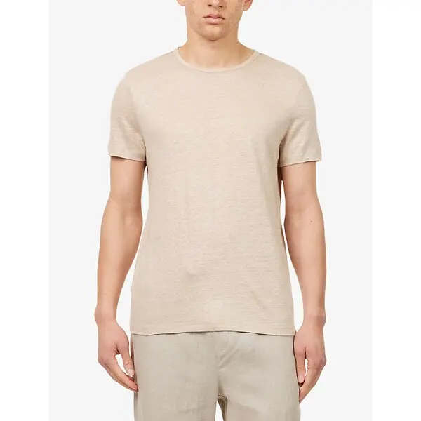 Derek Rose Jordan Short-sleeve Linen T-shirt - Beige