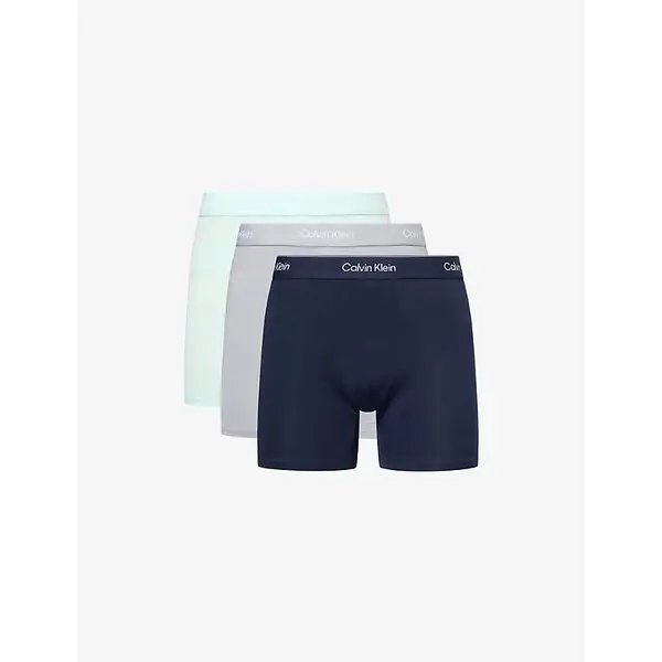 Calvin Klein Icon Pack Of Three Stretch-cotton Boxer Briefs - Multi