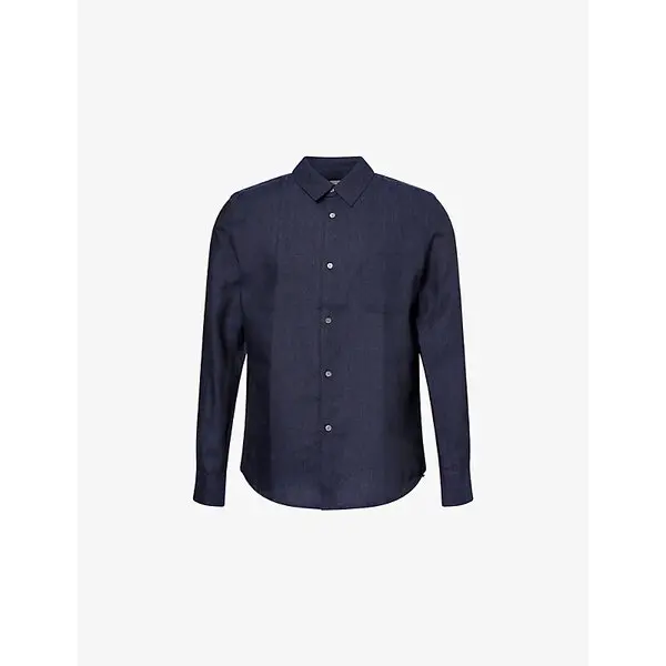 Derek Rose Monaco Long-sleeve Linen Shirt - Navy