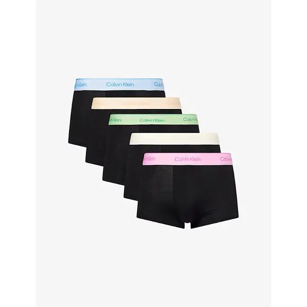 Calvin Klein Icon Pride Low-rise Pack Of Five Cotton-stretch Trunks - Multi