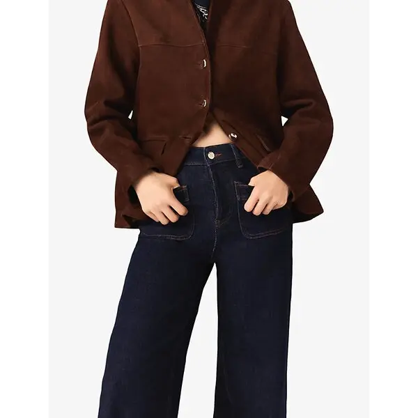 Maje Straight-leg High-rise Cropped Denim Jeans