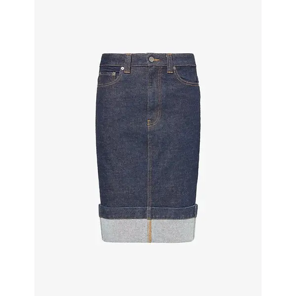 Khaite Kendra Turn-up Denim Skirt