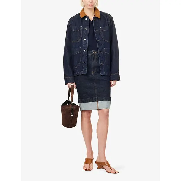 Khaite Kendra Turn-up Denim Skirt