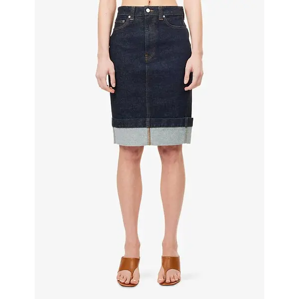Khaite Kendra Turn-up Denim Skirt