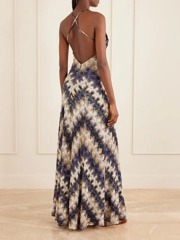 Missoni Striped Metallic Crochet-knit Maxi Dress