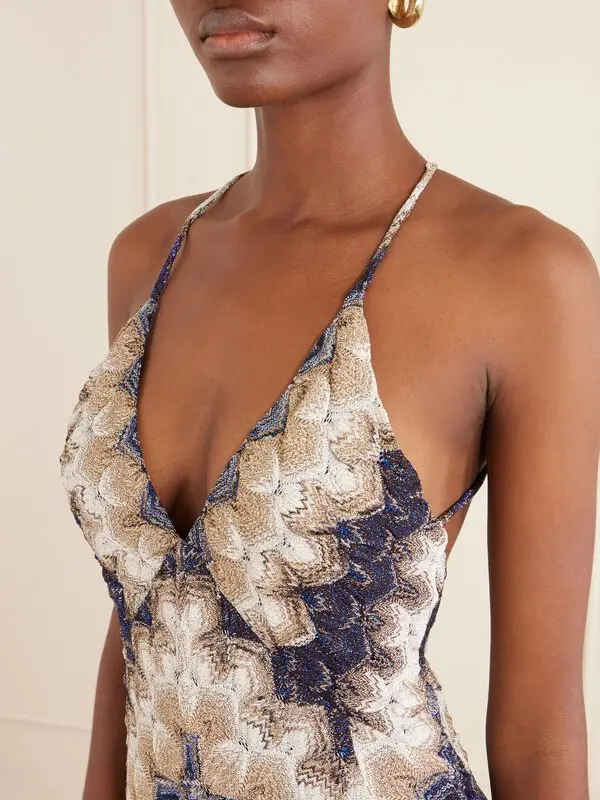 Missoni Striped Metallic Crochet-knit Maxi Dress