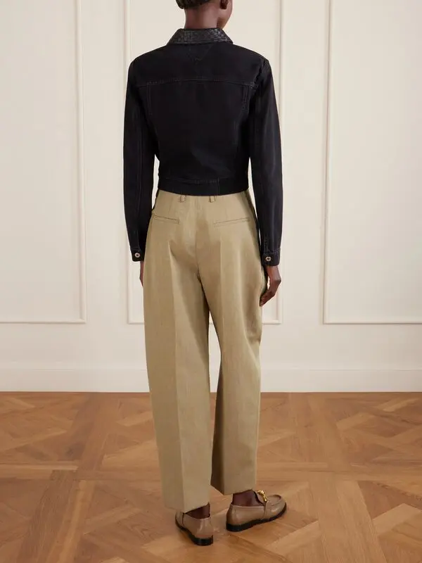 Bottega Veneta Intrecciato Leather-trimmed Denim Jacket