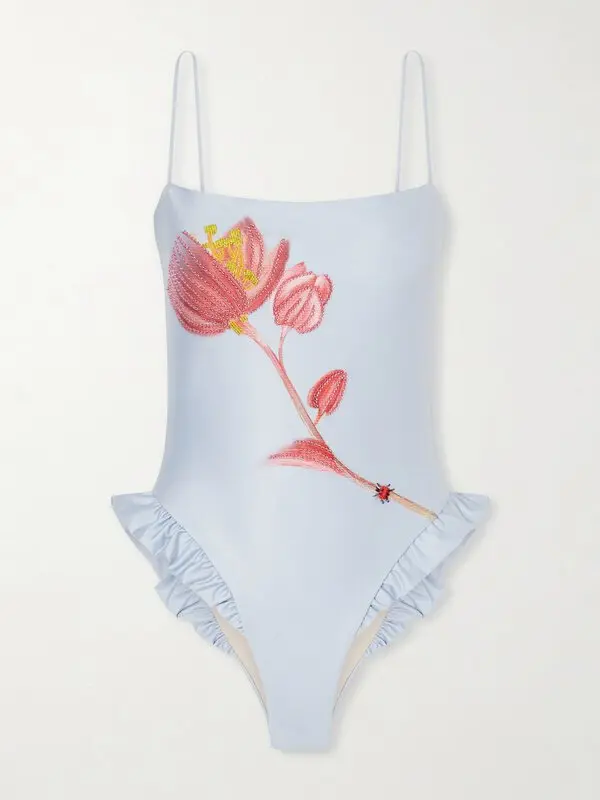 Agua Bendita Montaña' Embellished Recycled Swimsuit - Blue