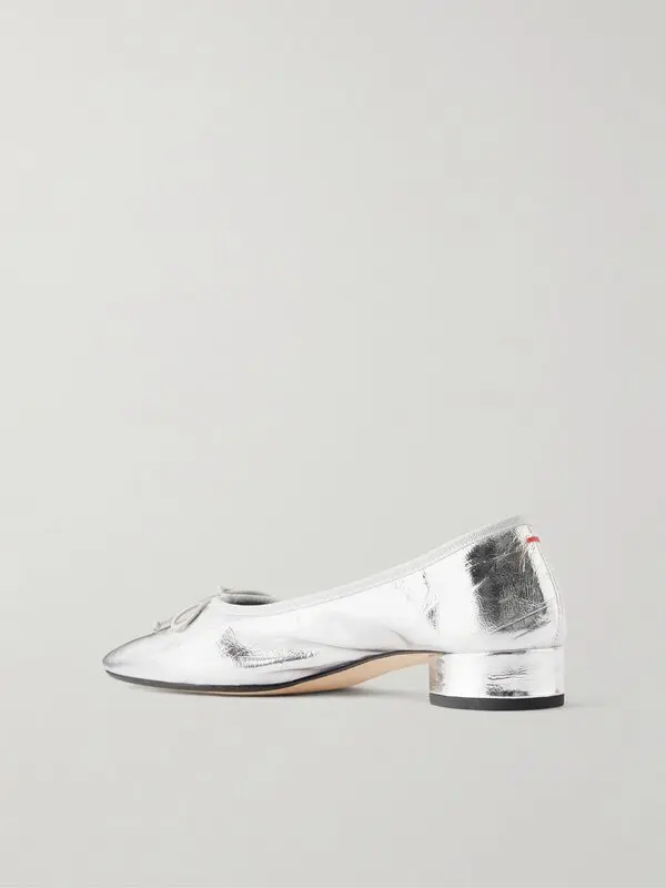 AeydĒ Onda Bow-detailed Metallic Leather Pumps - Silver