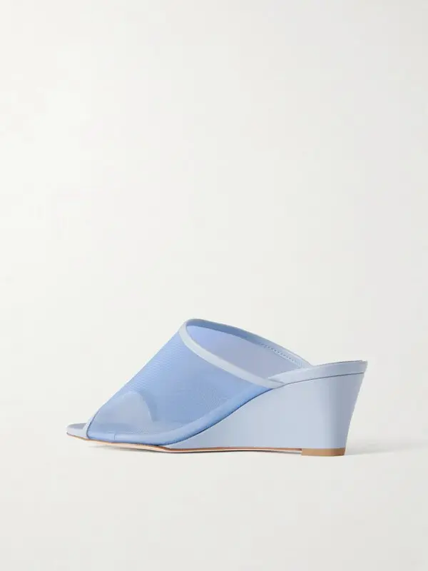 AeydĒ Suzanne Mesh Wedge Mules - Blue