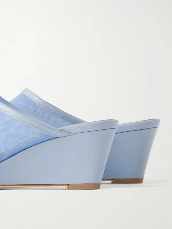 AeydĒ Suzanne Mesh Wedge Mules - Blue